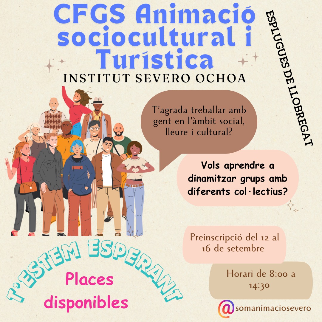 Places disponibles al cicle Grau Superior d’Animació Sociocultural i ...